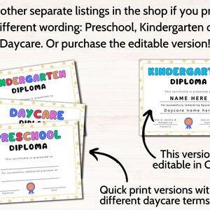 Nursery Graduation Diploma, Nursery Certificate Printable, Daycare ...