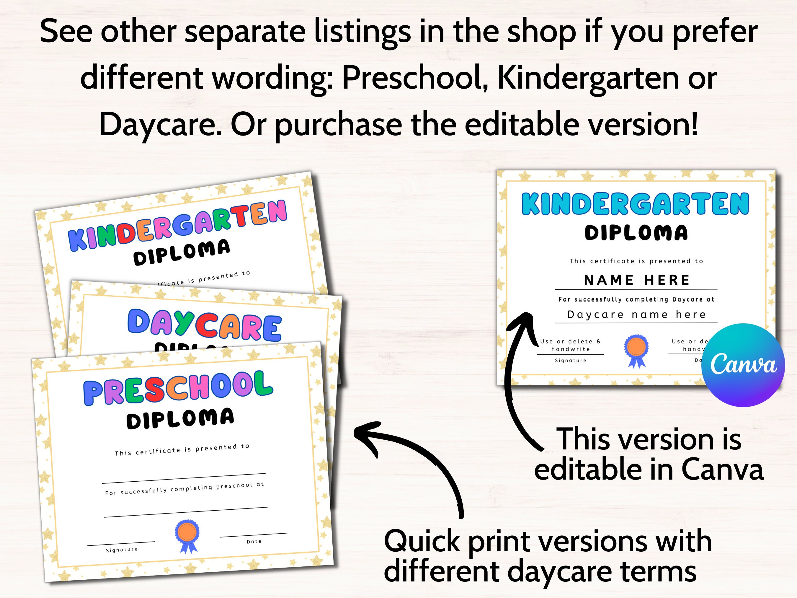 Nursery Graduation Diploma, Nursery Certificate Printable, Daycare ...