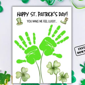 St Patrick's Day Handprint Art, St Patricks Lucky Charm Craft, Baby ...