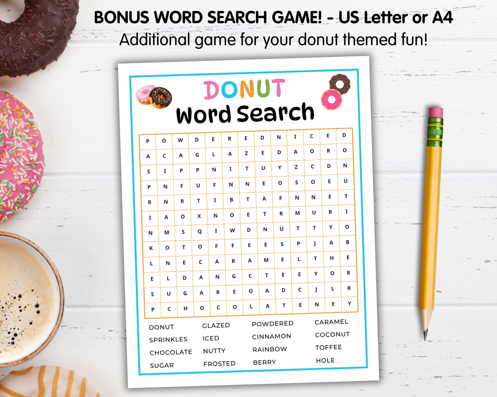 What's Your Donut Name Game Printable, Donut Party Game, Office Party ...