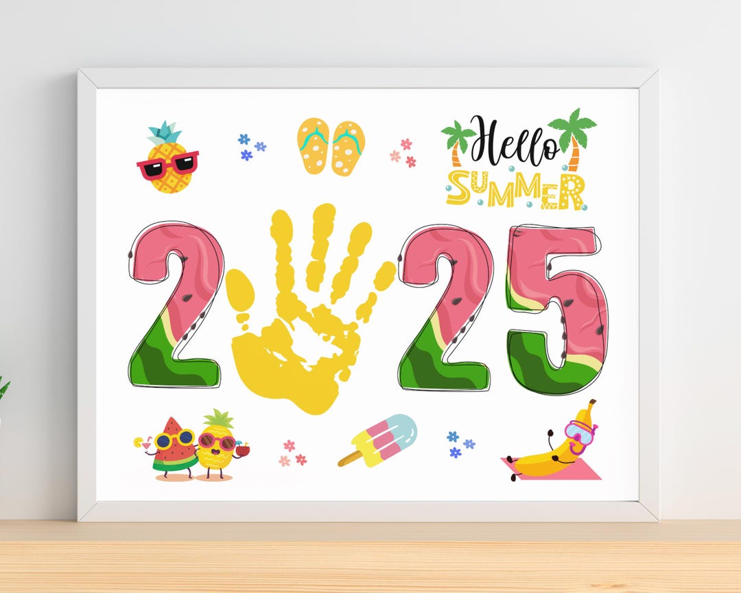 Summer Handprint Art Activity, Watermelon Kids Craft Printable, Family ...
