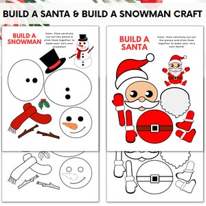 Christmas Build A Santa and Build A Snowman Craft Printable, Kids ...
