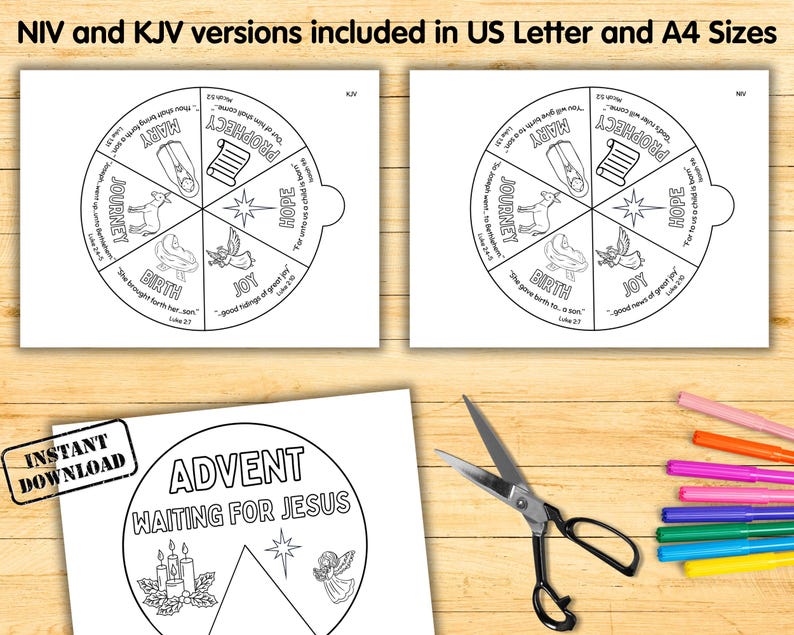 Christmas Advent Coloring Wheel, Nativity Bible Verse Craft, Printable ...