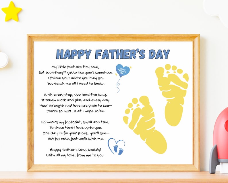 Father's Day Poem Footprint Craft, Daddy Handprint Art Printable, Best ...