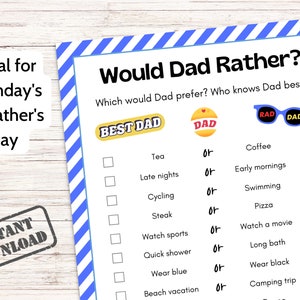 Would Dad Rather Game, This or That Game, Who Knows Dad Best? Father's ...