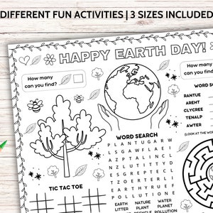 Earth Day Activity Placemat Printable, Happy Earth Day Craft Coloring ...