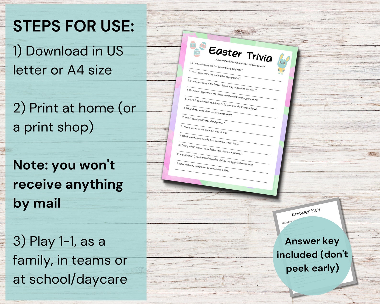 Easter Trivia Game Printable, Easter Quiz Questionnaire, Family Games ...