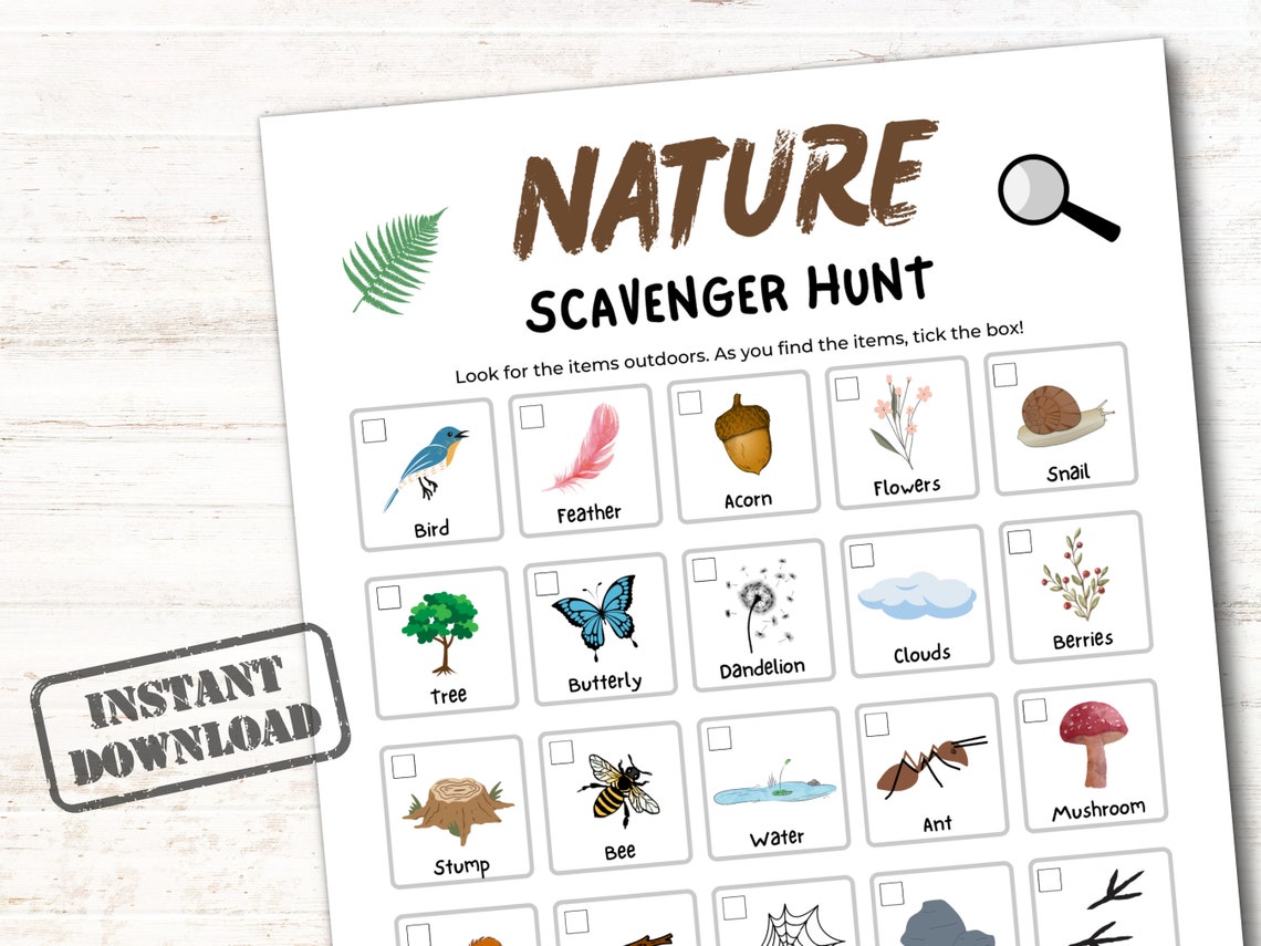 Nature Scavenger Hunt, Outdoor Treasure Hunt Printable, Scavenger Hunt ...