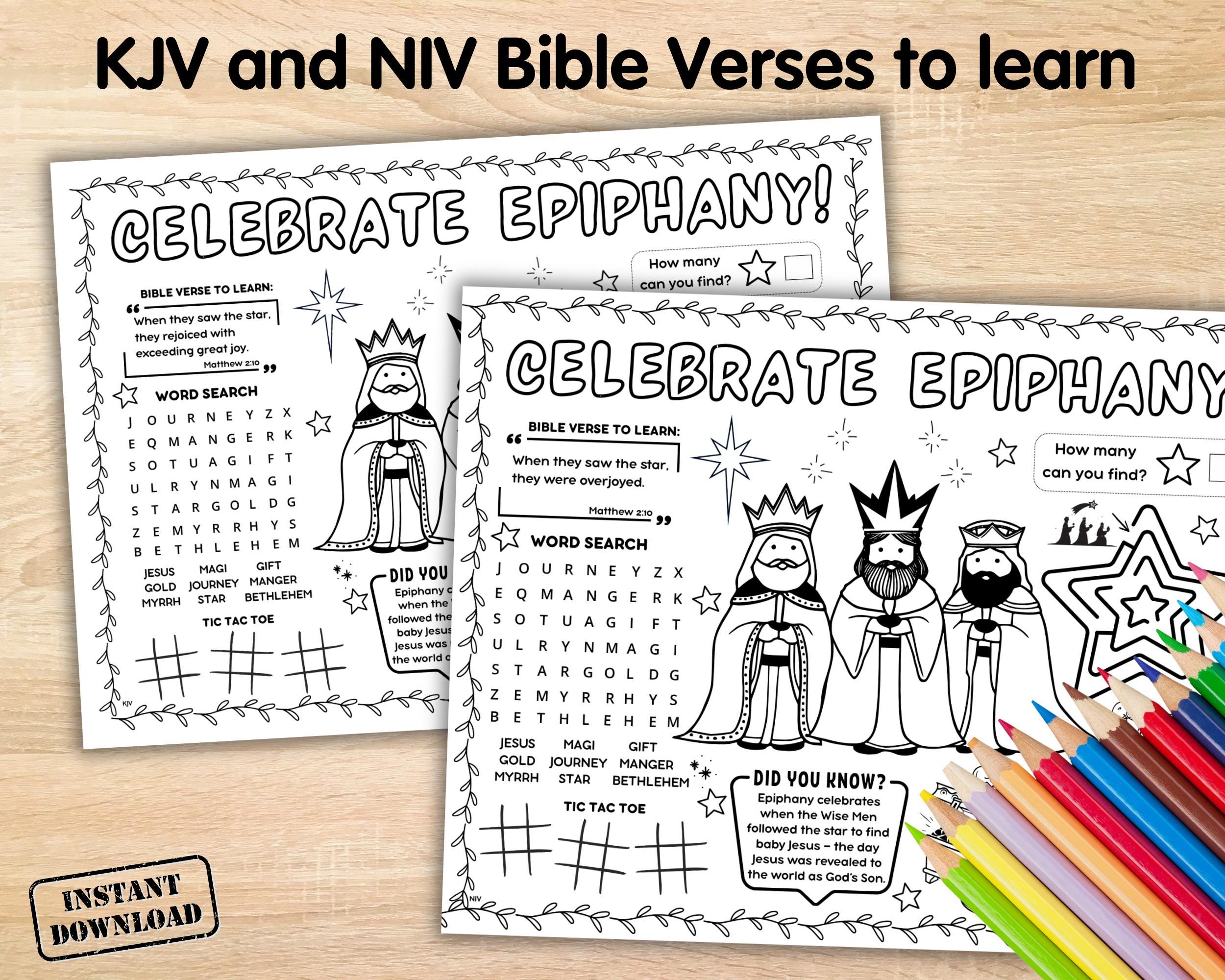 Epiphany Activity Placemat Games, Christmas Coloring Page Printable ...