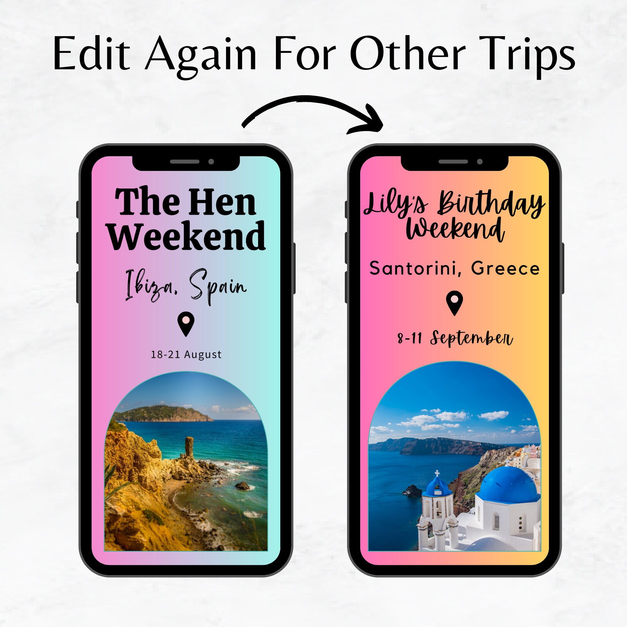 Hen Weekend Mobile Travel Itinerary Template, Ibiza Hen Do Invite ...