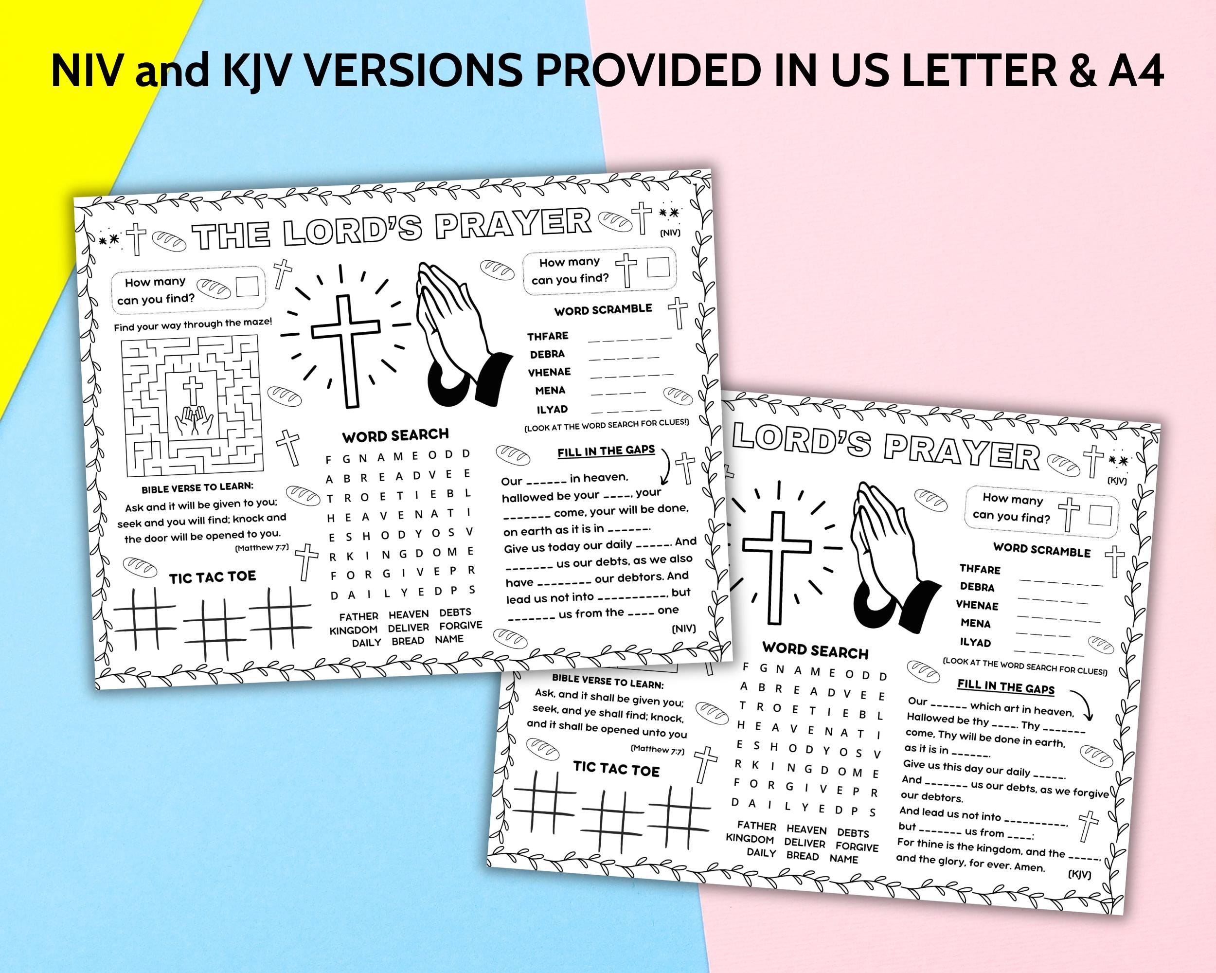 The Lord's Prayer Activity Placemat, Sunday School Craft Games, Bible ...