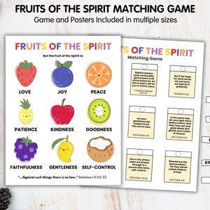 Fruits of the Spirit Matching Game, Bible Scripture Memory Cards ...