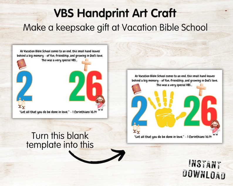 VBS Handprint Craft Printable, End of Vacation Bible School Art ...