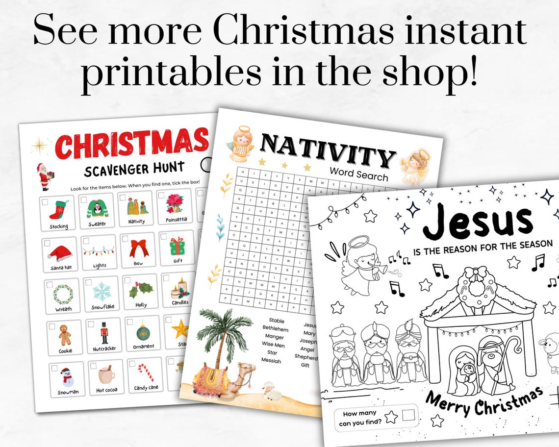 Nativity Activity Placemat Printable, Christian Birth of Jesus Craft ...
