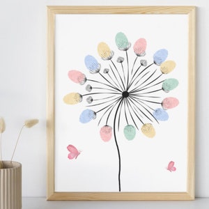 Dandelion Fingerprint Art Printable, Fingerprint Craft Keepsake ...