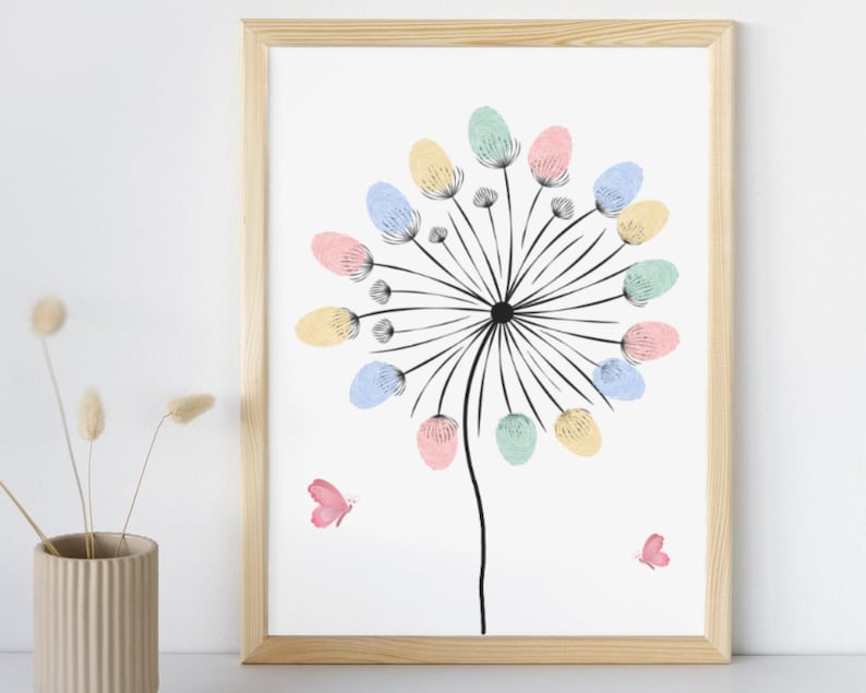 Dandelion Fingerprint Art Printable, Fingerprint Craft Keepsake ...