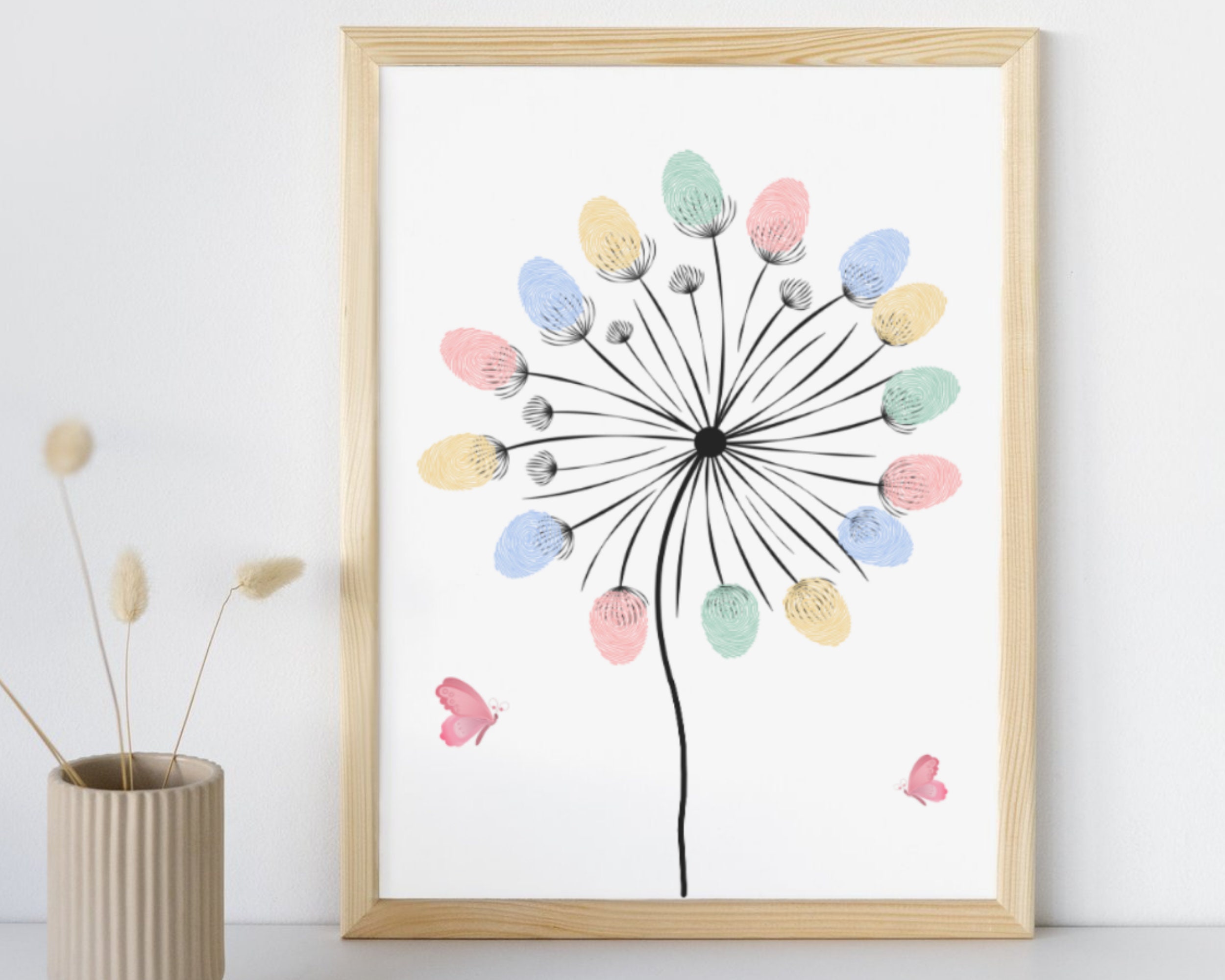 Dandelion Fingerprint Art Printable, Fingerprint Craft Keepsake ...