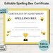 Editable Spelling Bee Certificate Printable, Spelling Bee Certificate ...