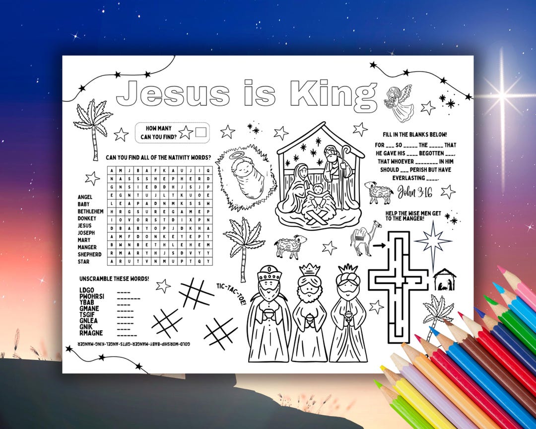 Nativity Activity Placemat Printable, Christian Birth of Jesus Craft ...