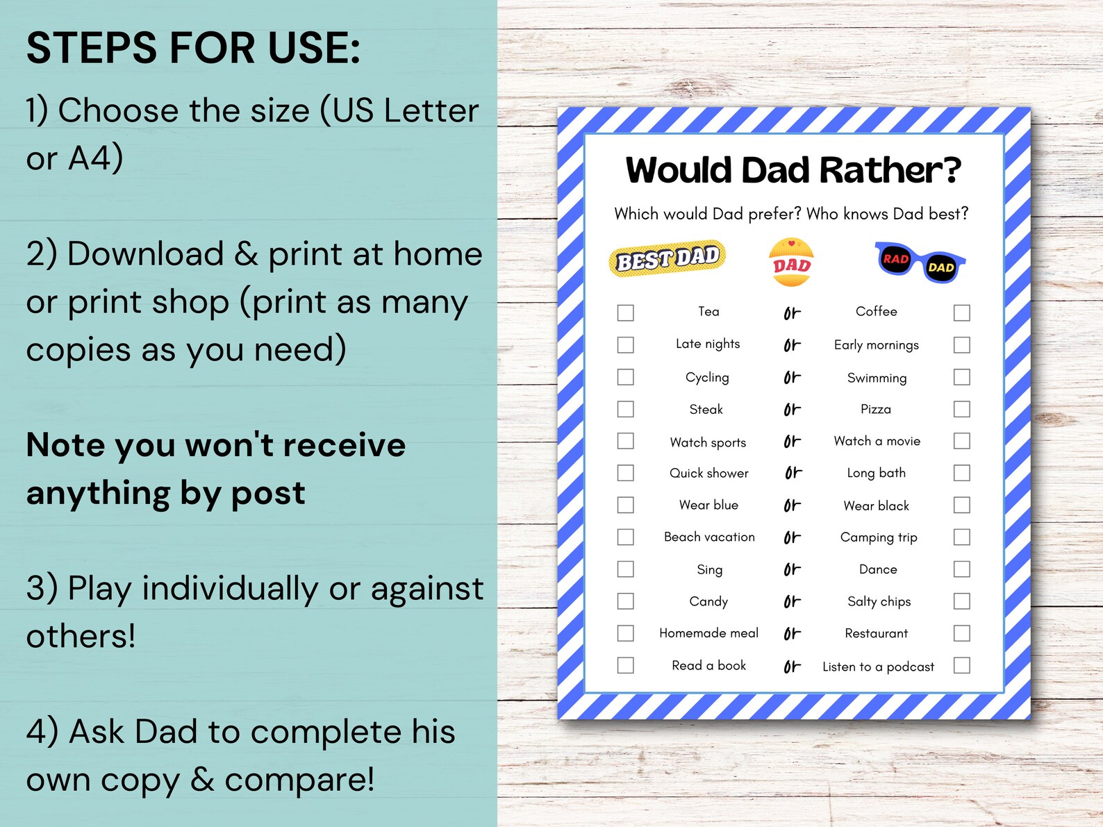 Would Dad Rather Game, This or That Game, Who Knows Dad Best? Father's ...