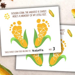 Fall Corn Footprint Craft, Harvest Handprint Art Poem Printable ...