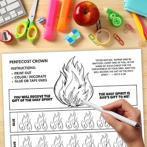 Pentecost Crown Craft Coloring, Holy Spirit Paper Kids Activity Art ...