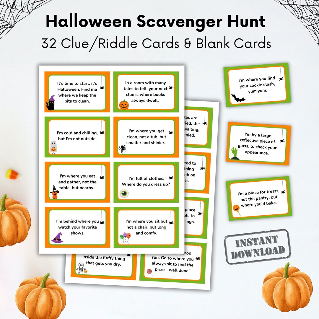 Halloween Scavenger Hunt Printable, Kids Indoor Treasure Hunt, Spooky ...