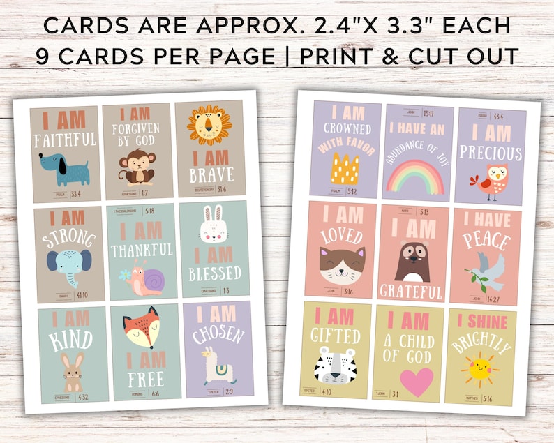 Kids Bible Affirmation Cards, Bible Verse Christian Childrens Church ...