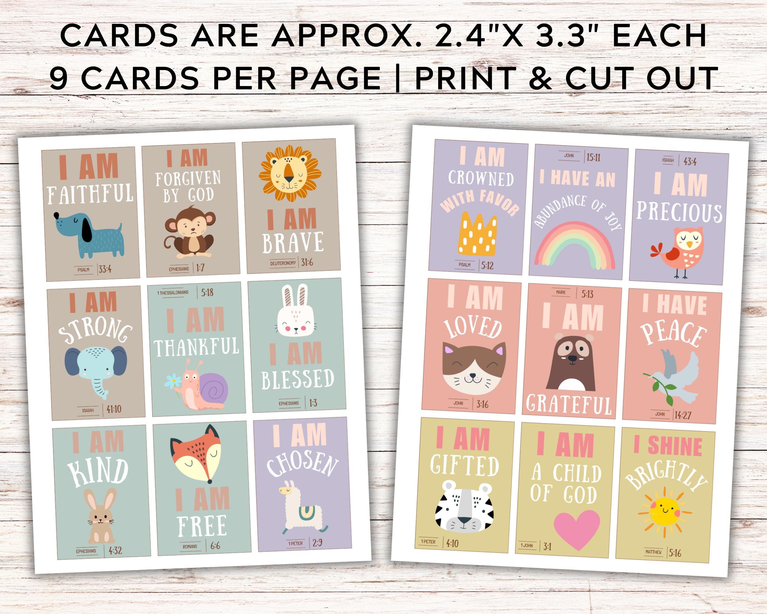 Kids Bible Affirmation Cards, Bible Verse Christian Childrens Church ...