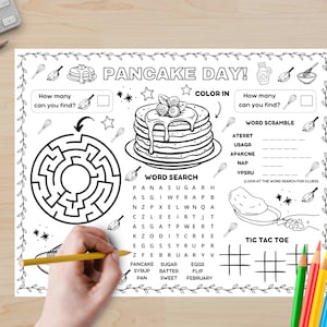 Pancake Day Activity Placemat Printable, Pancake Craft Coloring Page ...