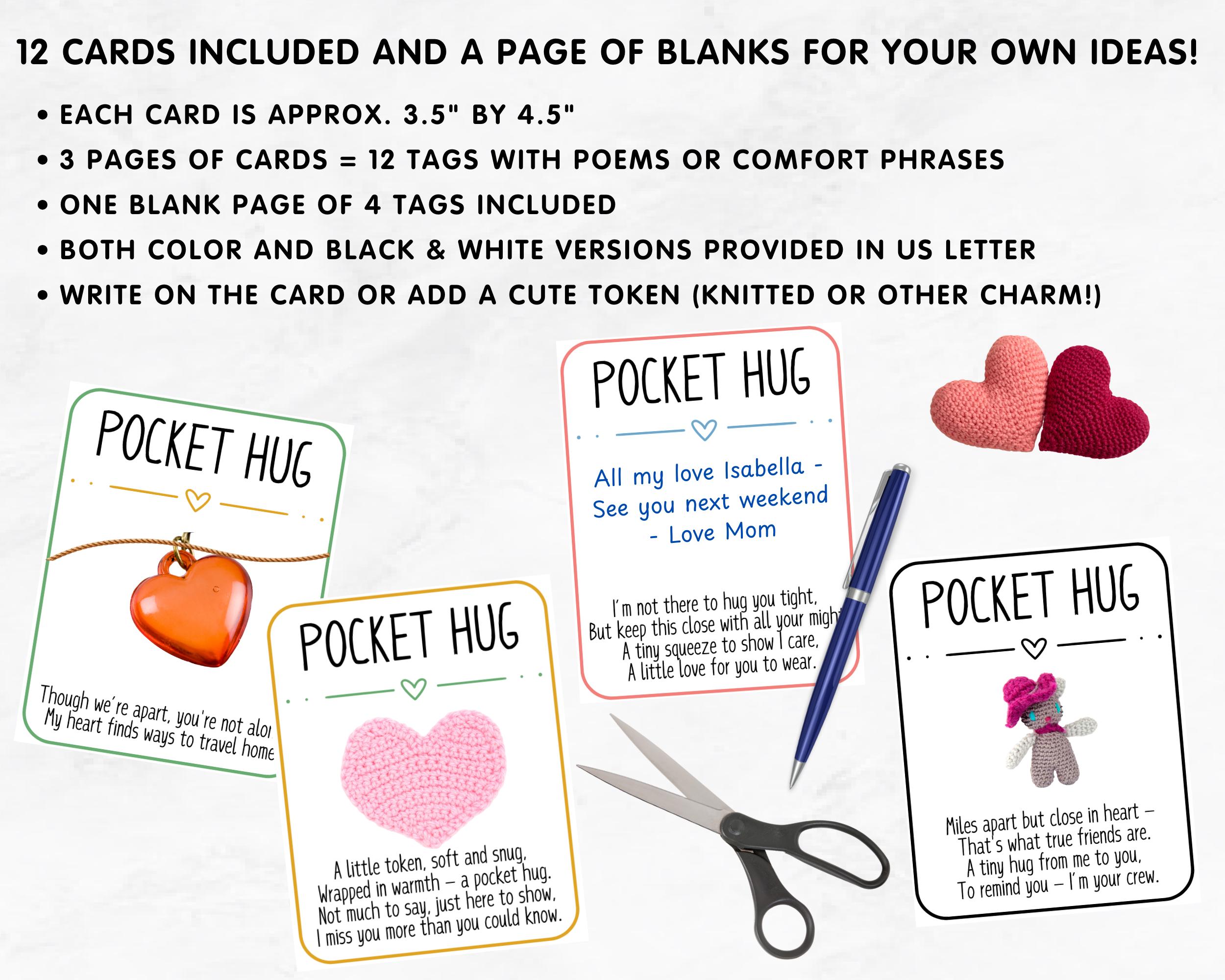Pocket Hug Card Tag, Pocket Heart Poem Printable Token, DIY Packaging ...