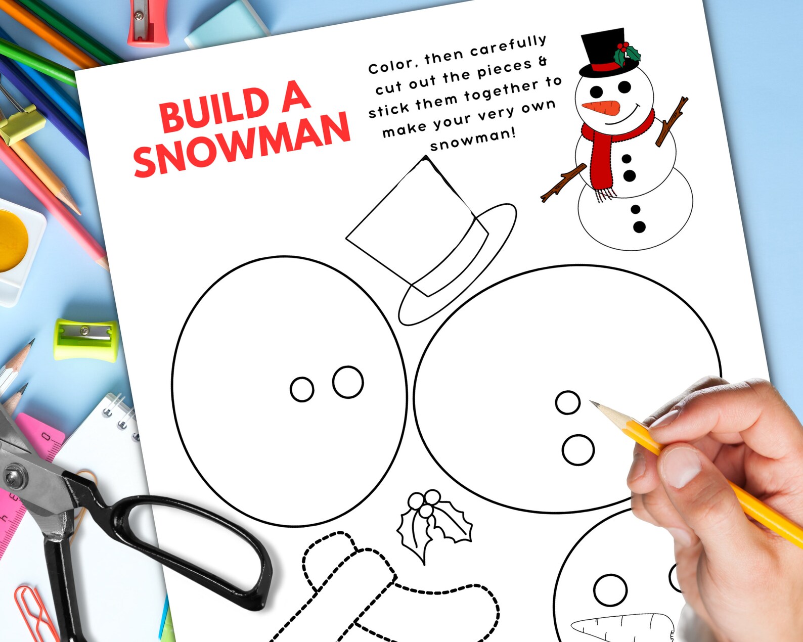 Christmas Build A Santa and Build A Snowman Craft Printable, Kids ...