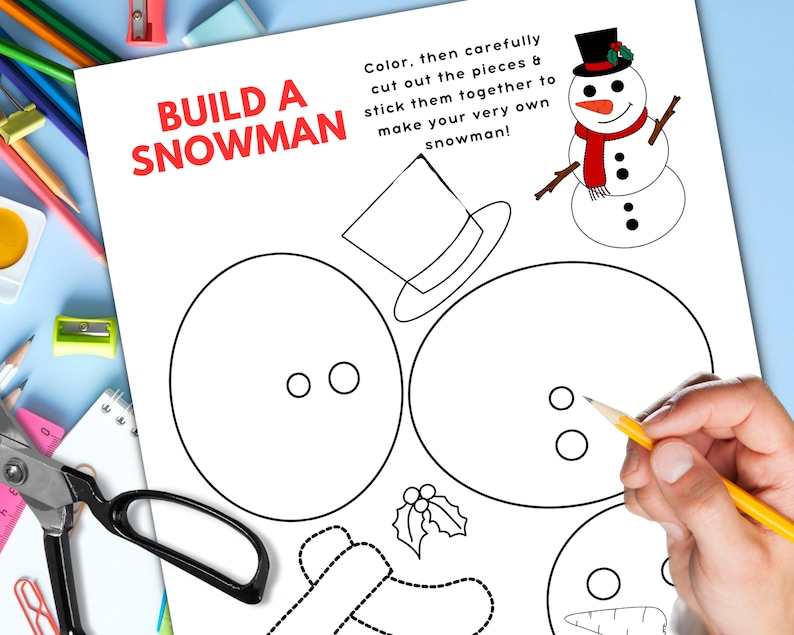 Christmas Build A Santa and Build A Snowman Craft Printable, Kids ...