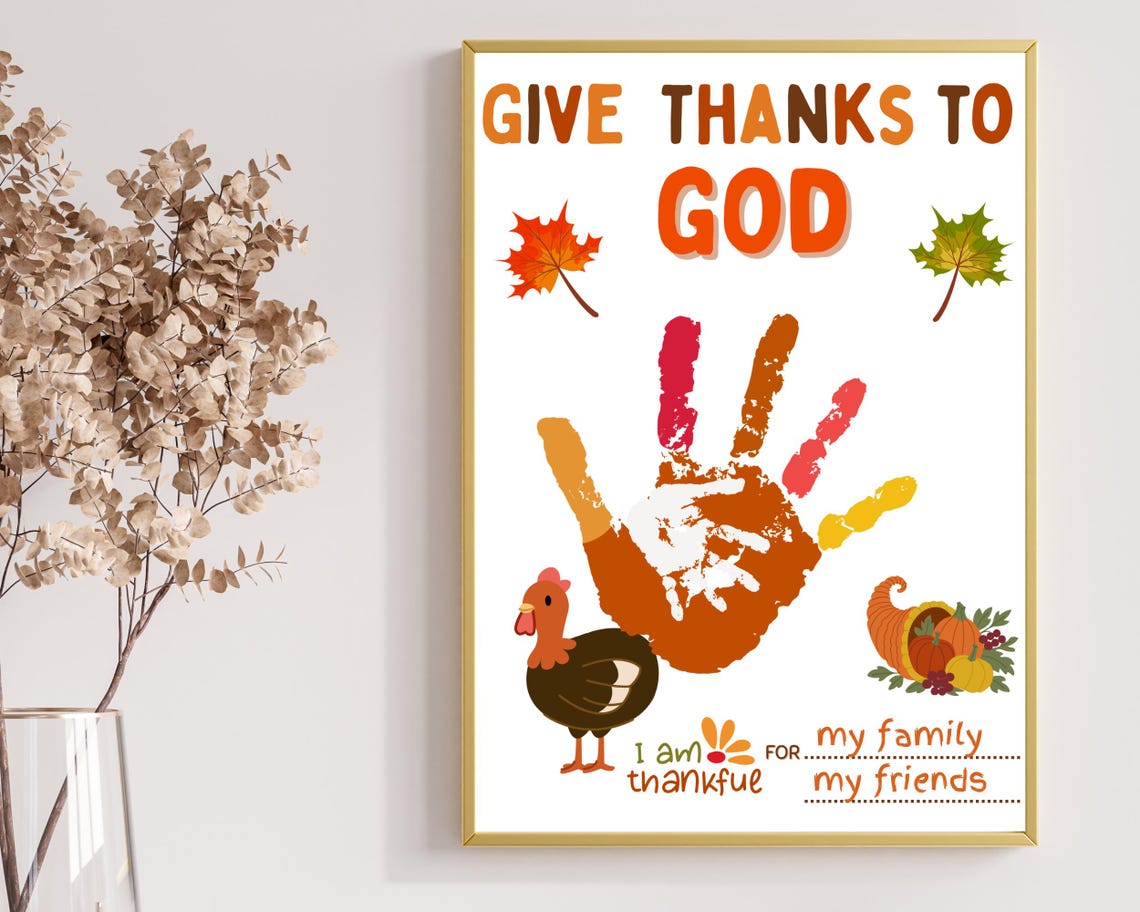 Thanksgiving Christian Handprint Craft, Thankful Turkey Fall Printable ...