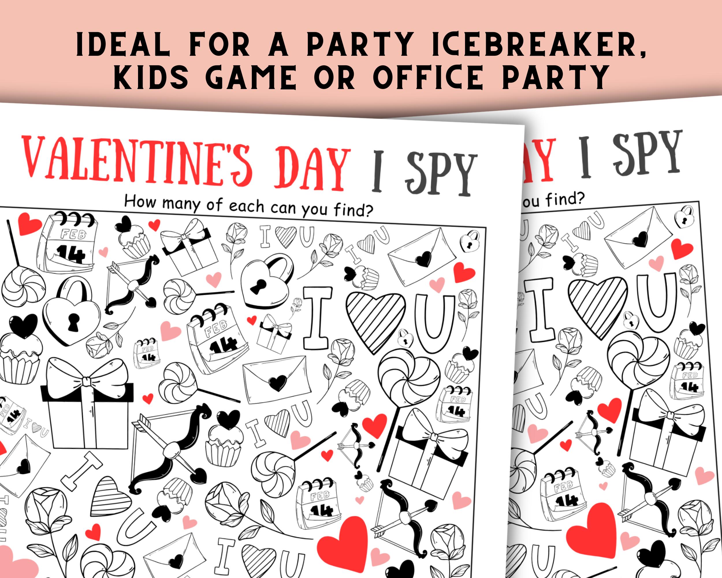 Valentine’s I Spy Printable Game, Count and Find Activity, Kids ...