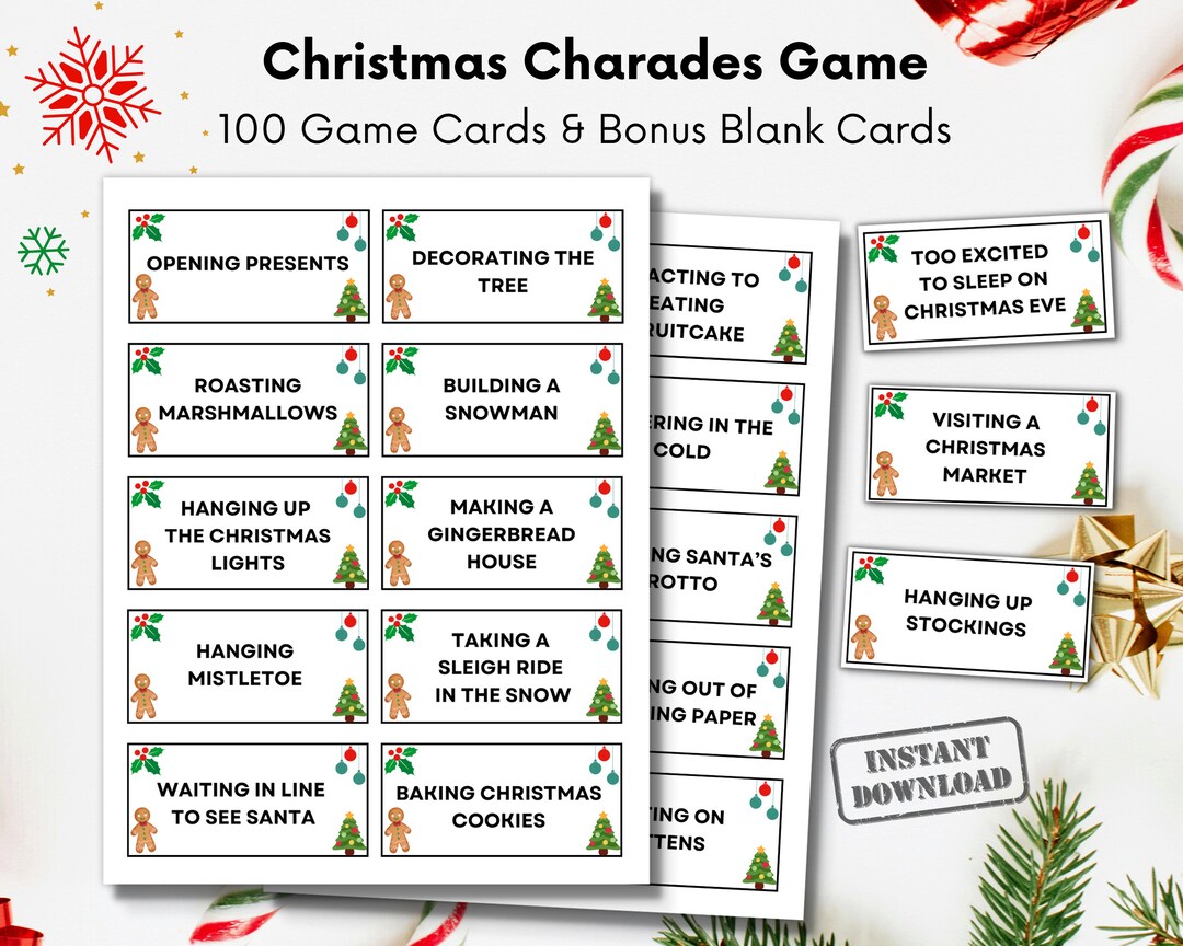 Christmas Charades Game, Christmas Party Games for Kids or Adult Teams ...