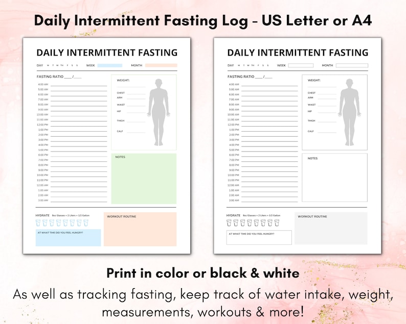 Intermittent Fasting Tracker Printable, Daily Intermittent Fasting Log ...
