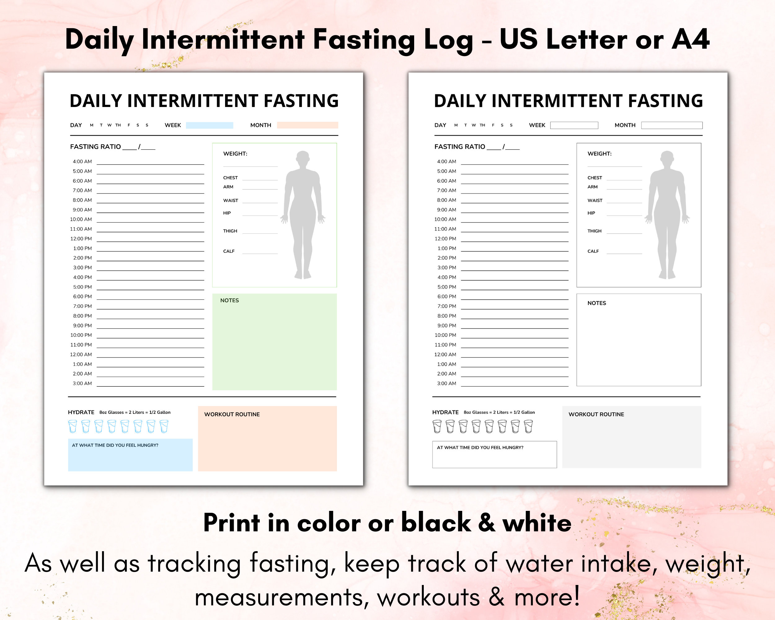 Intermittent Fasting Tracker Printable, Daily Intermittent Fasting Log ...