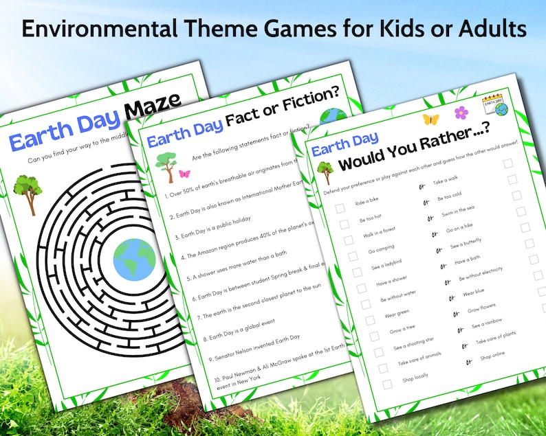 Earth Day Games Bundle Printable, Environmental Nature Theme Activities ...
