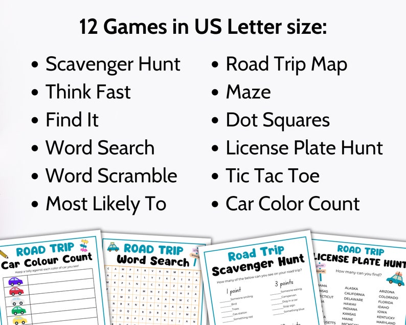 Road Trip Games Bundle Printable, Family Road Trip Pack, Family Car ...