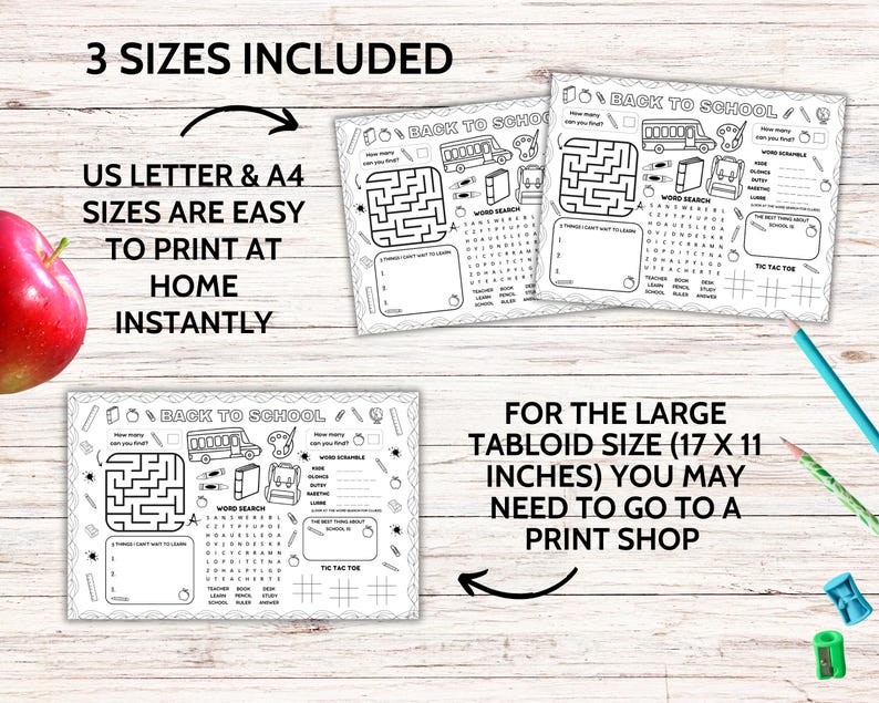 Back to School Placemat Printable, First Day of School Coloring Craft ...