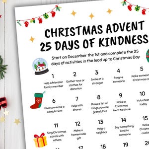 Christmas Countdown Advent Calendar, 25 Days of Christmas Activities ...