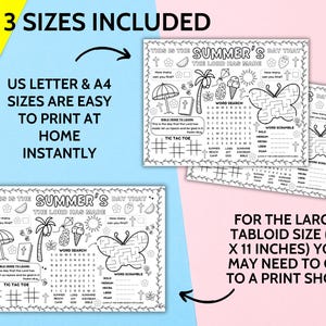 Summer Bible Activity Placemat, VBS Coloring Craft Printable, Sunday ...