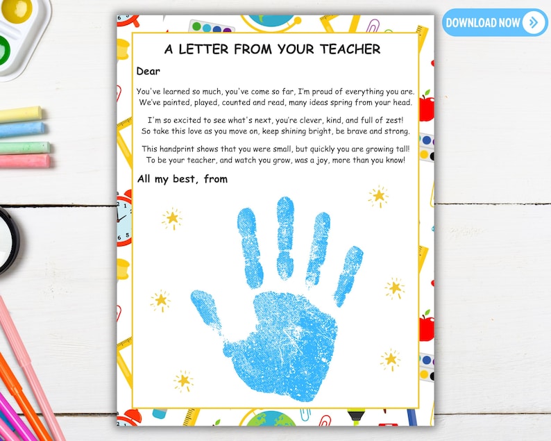 End of Year Poem Gift From Teacher, Handprint Craft for Students, End ...