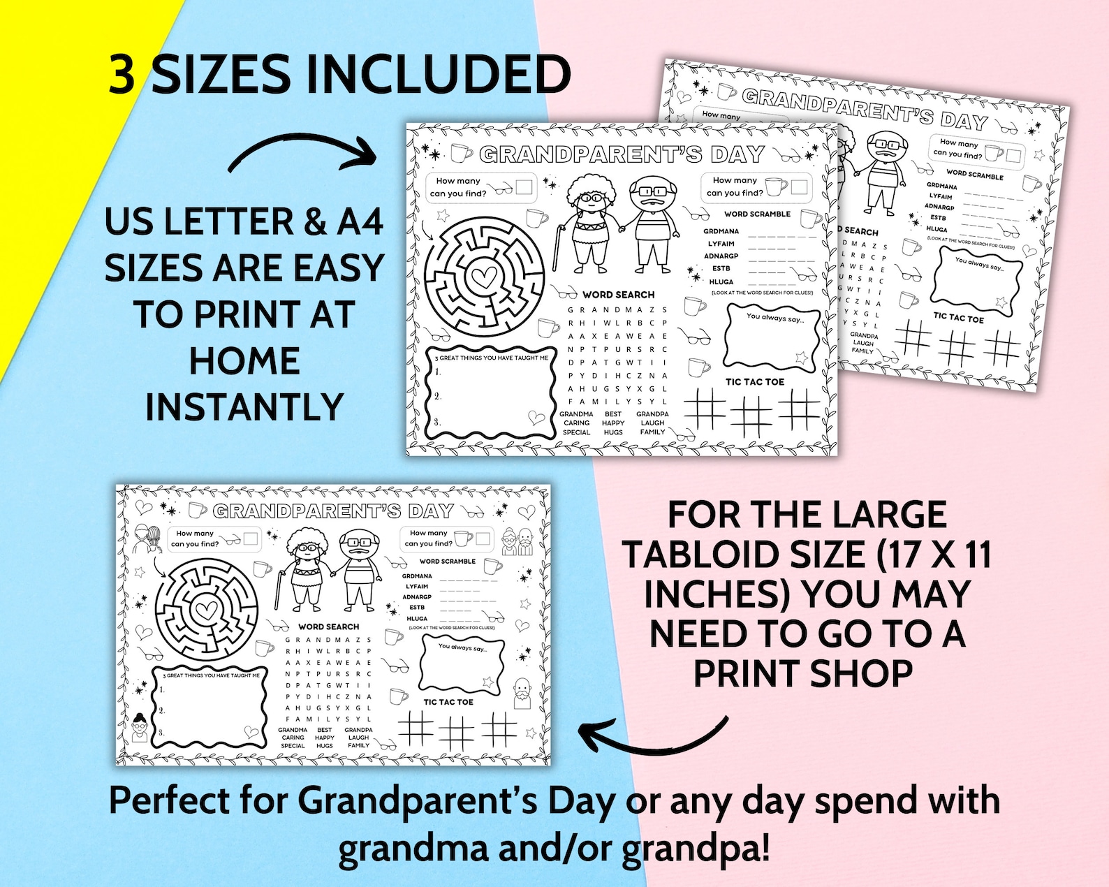 Happy Grandparents Day Activity Placemat Printable, Grandma Craft ...