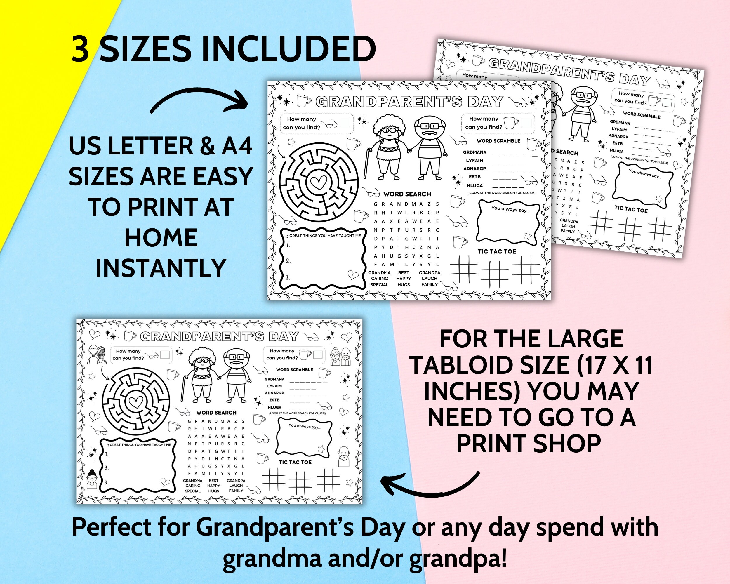 Happy Grandparents Day Activity Placemat Printable, Grandma Craft ...