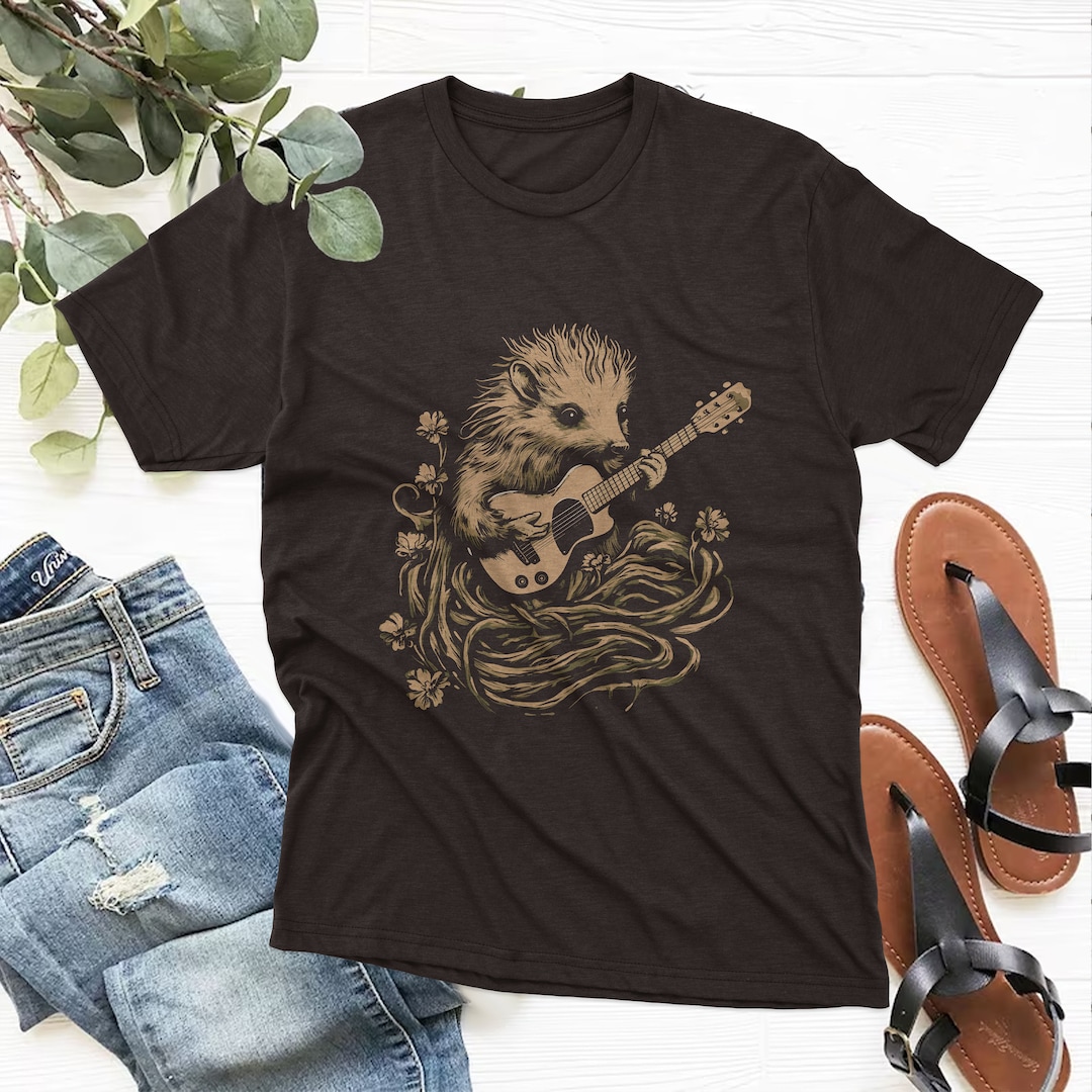 Rocking Hedgehog Guitarist Tee / Musical Hedgehog Shirt/ Funny Animal ...