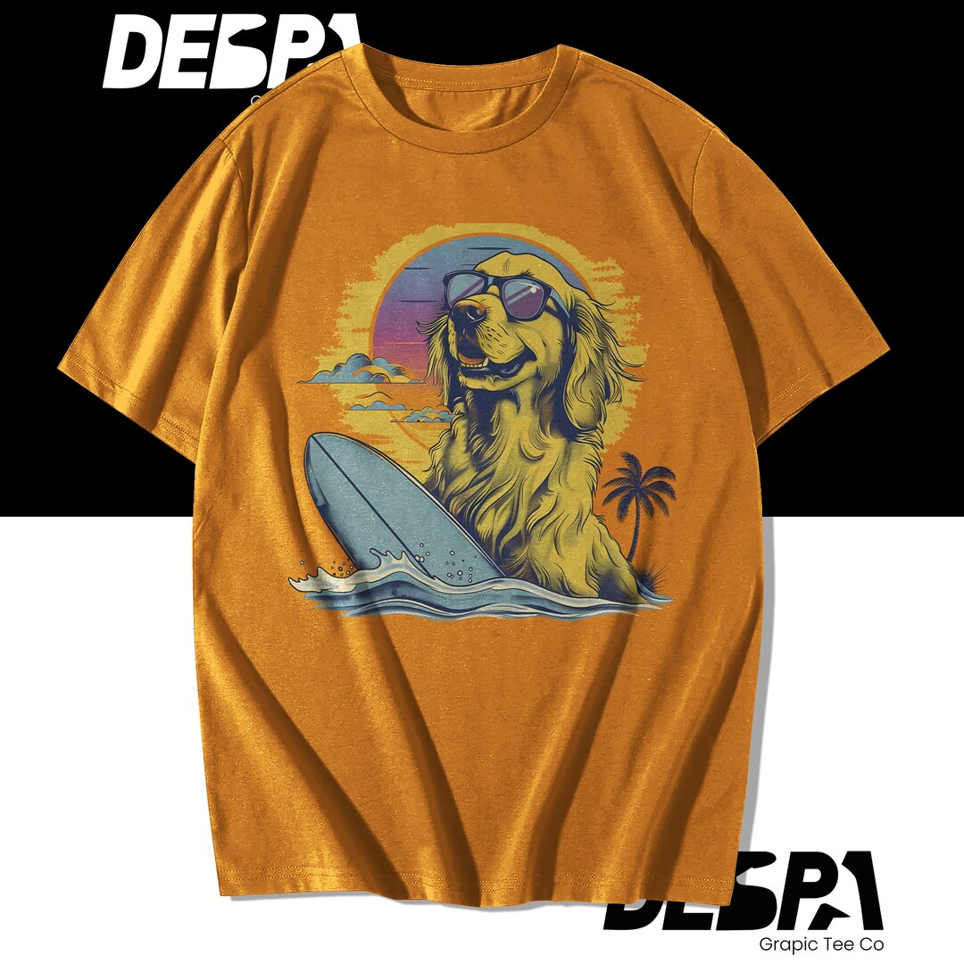 Trendy Beach Dog Design T-shirt Cool Dog With Sunglasses and Surfboard ...