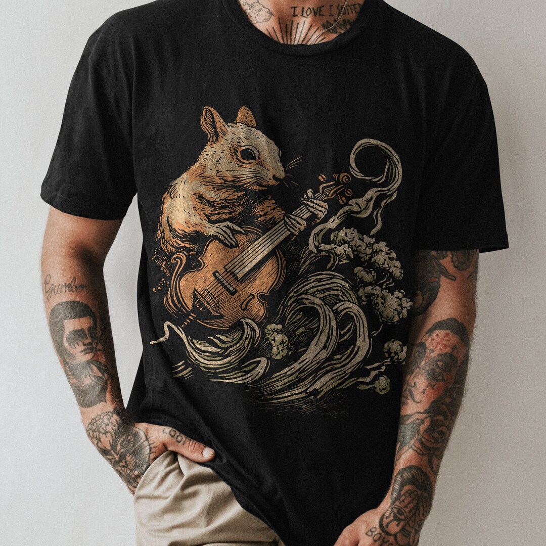 Melodic Squirrel Cellist Tee | Musical Squirrel Shirt | Funny Squirrel ...