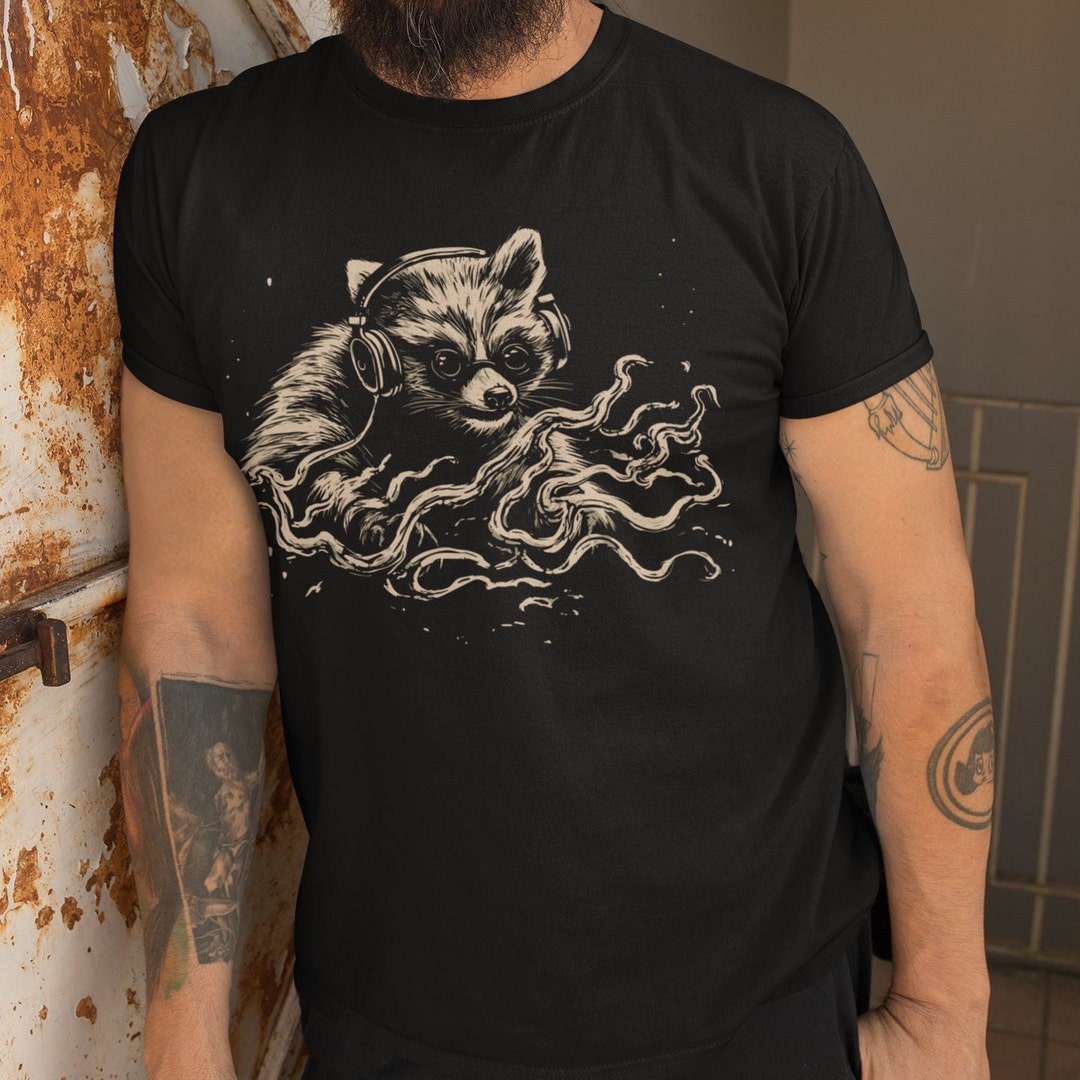 Camiseta divertida de DJ de mapache para amantes de la música, Camiseta ...